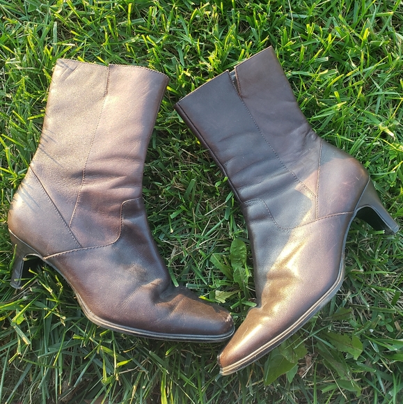 Worthington | Shoes | Dark Brown 2 Inch Heel Boots | Poshmark